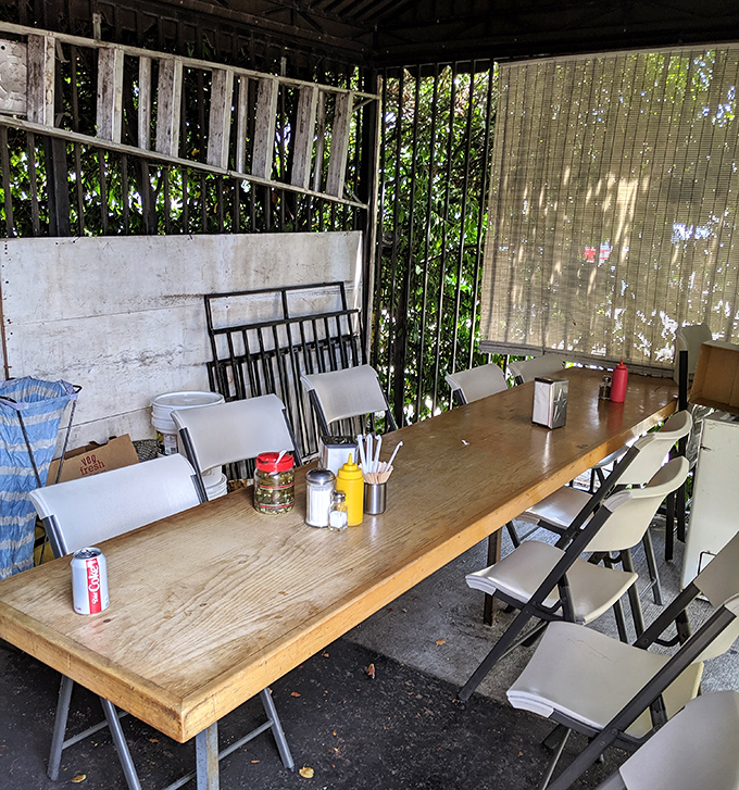 The outdoor dining area feels like eating in a friend's backyard, if your friend happened to make the best burgers in town.