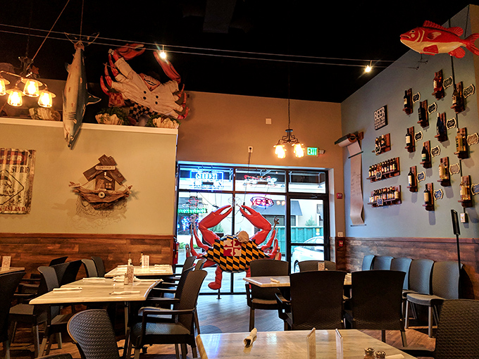 Maritime d&eacute;cor that says "we're serious about seafood" without turning into a theme park&mdash;just enough nets and fish to establish credibility.