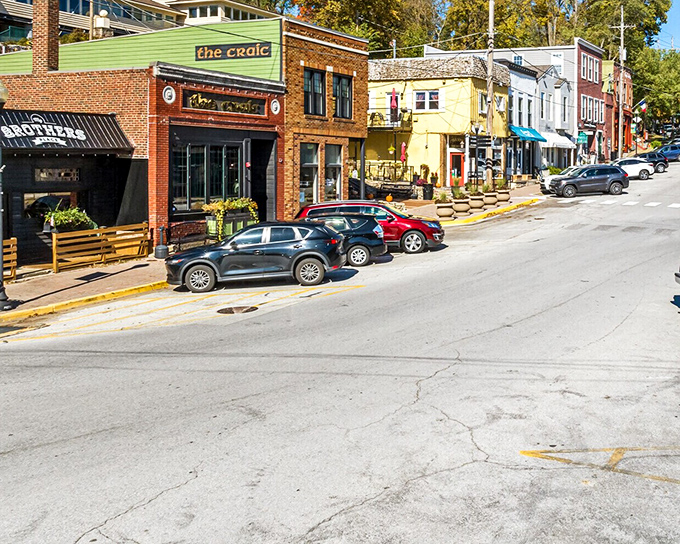 Downtown Parkville's colorful storefronts could teach big box stores a thing or two about personality. That green building isn't just a structure &ndash; it's a statement.