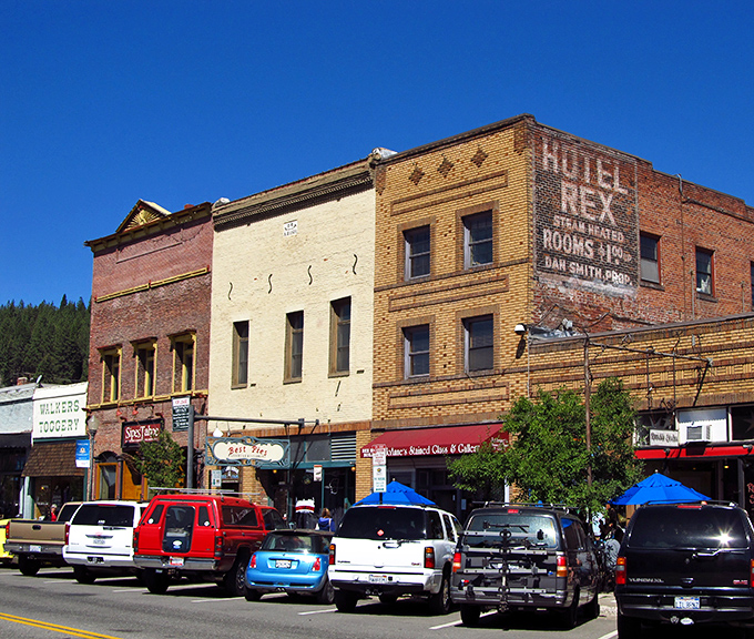 The Hotel Rex sign stands as a testament to Truckee's colorful past, when "steam heated rooms" was the height of luxury advertising.