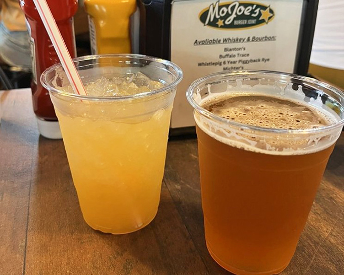 The perfect burger companions: a cold craft beer and a refreshing cocktail. Because great food deserves equally impressive liquid sidekicks.