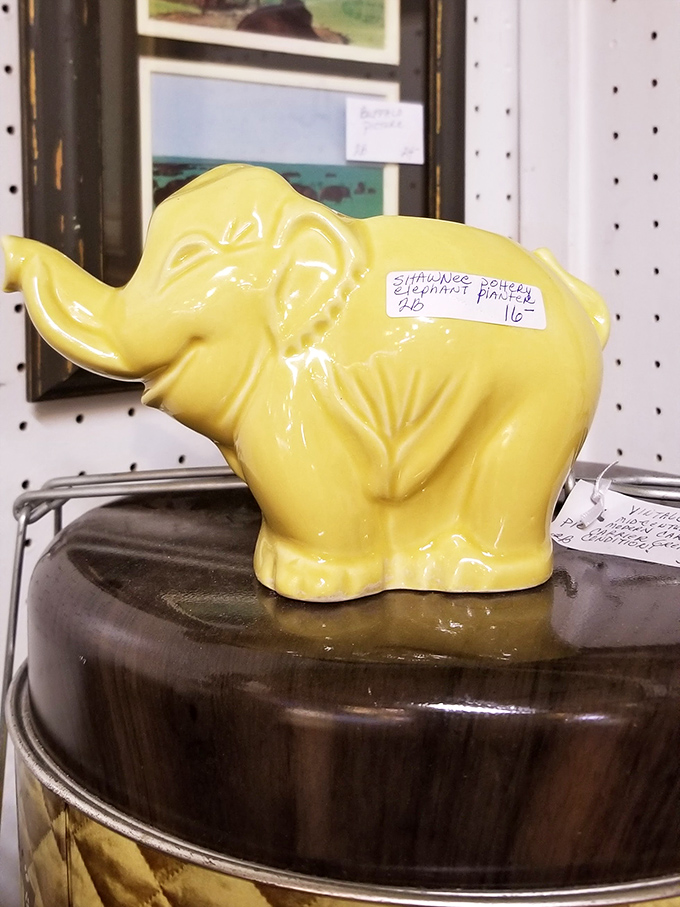 Hello, yellow! This cheerful ceramic elephant has outlasted countless design trends and still manages to make everyone smile.