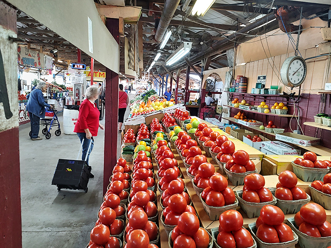 Tomato heaven! These ruby-red beauties stacked in perfect rows would make any home cook or sandwich enthusiast weak at the knees.
