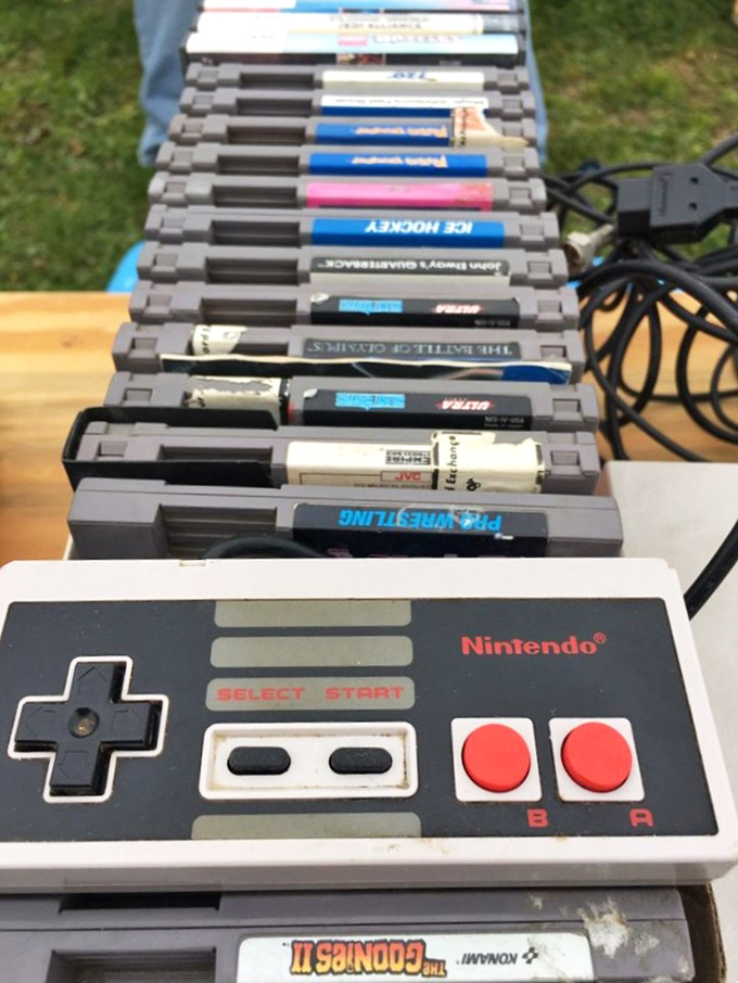 Gaming nostalgia in physical form. Those Nintendo cartridges hold more childhood memories than most family photo albums ever could.