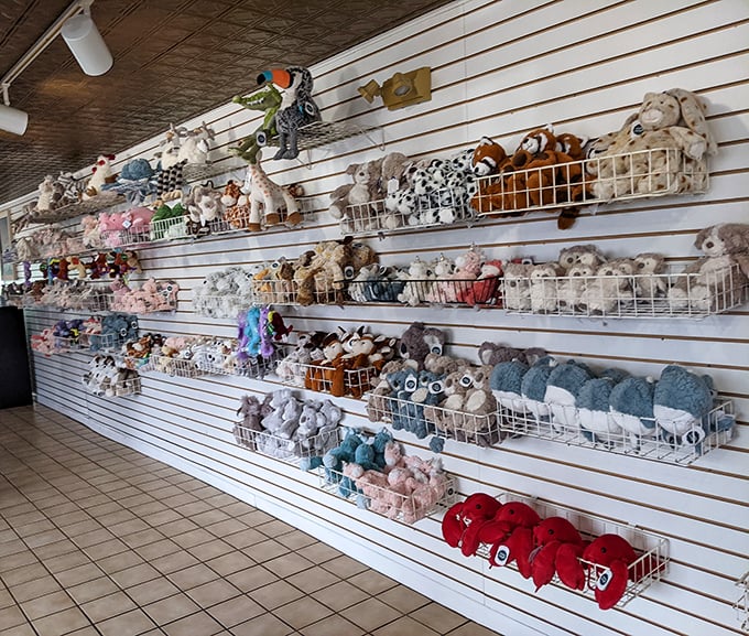 The gift shop wall isn't just selling stuffed animals&mdash;it's offering the chance to take home a cuddly souvenir of your pancake pilgrimage.