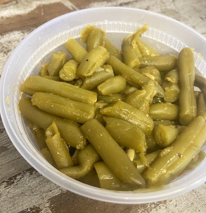 Green beans that have found their purpose in life&mdash;swimming alongside bits of pork in a savory bath. Vegetables never had it so good.