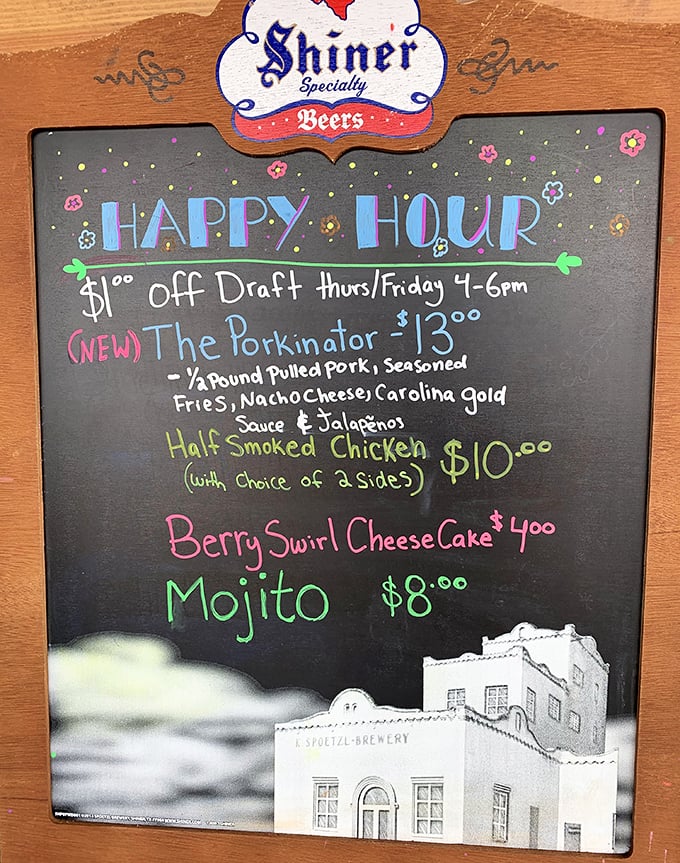 Happy hour specials that make you question why you'd ever eat dinner at a normal hour again. The Porkinator demands attention.