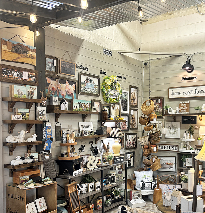 Farm animals and rustic charm dominate this corner&mdash;perfect for anyone who wants their home to say "country living" without the actual chickens.