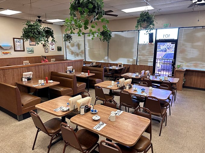 A diner interior that hasn't changed because it doesn't need to. These tables have hosted first dates, business deals, and family reunions&mdash;all fueled by coffee and comfort.