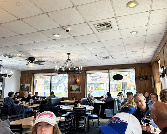 Where strangers become regulars and regulars become family. That wood paneling has absorbed decades of laughter, gossip, and the occasional political debate over pie.