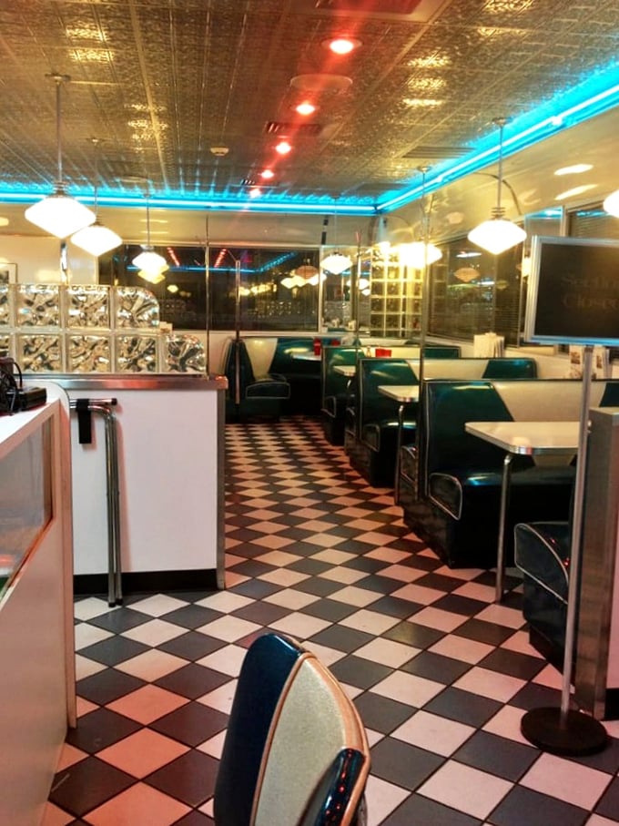 The neon blue lighting isn't just ambiance&mdash;it's the diner's way of saying "we were Instagram-worthy decades before Instagram existed."
