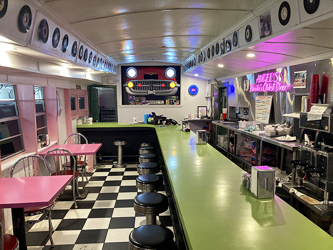 Vintage records line the walls, but the real music here is the sizzle of burgers hitting the grill and the symphony of satisfied sighs.