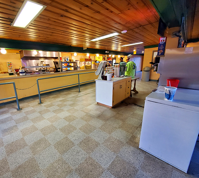 Inside the snack bar, where time stopped somewhere around 1978 and nobody's complaining.