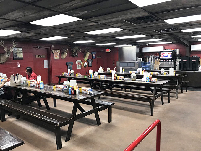 Red walls, mounted trophies, and picnic tables&mdash;Cooper's interior embraces the no-frills approach that lets the food do the talking.