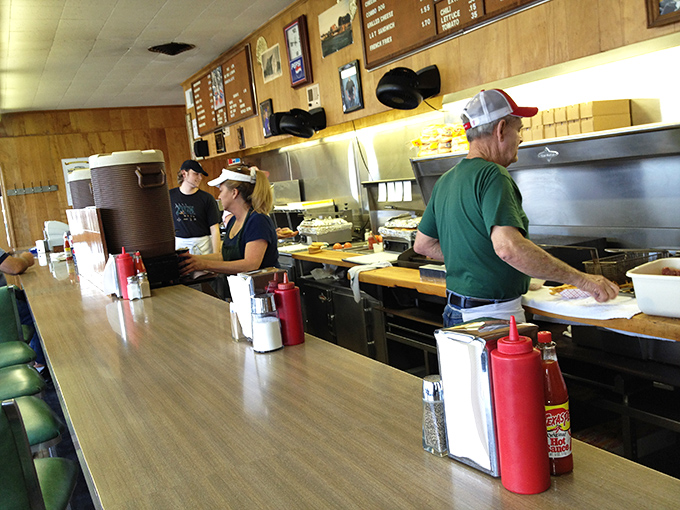 Wood paneling and menu boards&mdash;the 1970s called and said, "You're welcome for perfecting the American diner aesthetic."