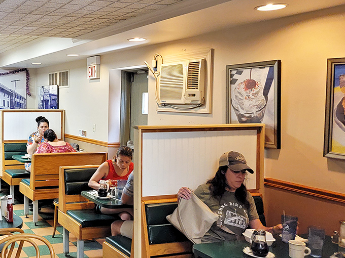 Booths designed not just for eating, but for solving the world's problems over endless coffee refills and pie.