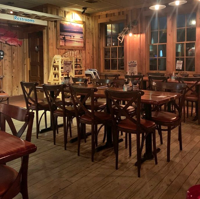 Rustic wooden charm creates the perfect backdrop for serious seafood conversations and family memories.