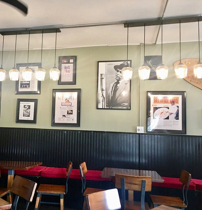 Frank Sinatra watches over diners from the wall, silently approving your decision to order "just one more meatball."