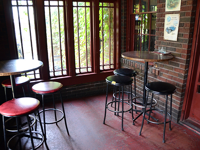 This cozy nook by the window offers prime people-watching with your meal. The brick walls have heard decades of gossip, celebrations, and food epiphanies.