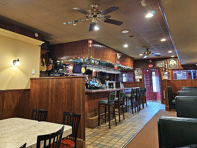 Wood paneling, ceiling fans, and comfortable booths&mdash;the dining room feels like Sunday dinner at your Italian grandmother's house, even if you don't have one.