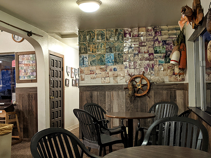 Maritime memorabilia covers the walls, telling stories of Bodega Bay's fishing heritage better than any museum exhibit could.