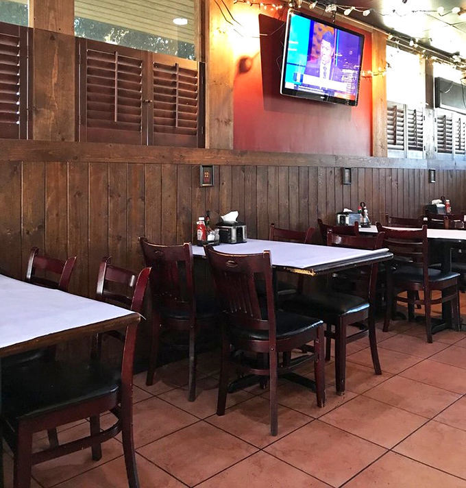 No white tablecloths needed when the food is this good. The rustic wood interior keeps the focus where it belongs &ndash; on your seafood.