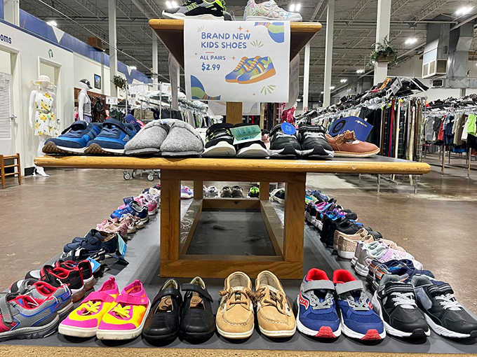 Tiny shoes with enormous potential! Parents know the secret math: kids' feet grow faster than wallets can keep up&mdash;these barely-worn treasures solve that equation.