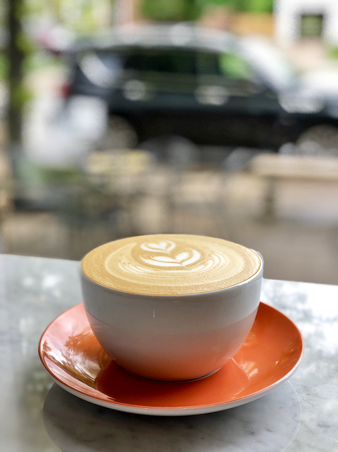 Coffee art that's almost too pretty to drink. Almost. Pair this velvety latte with any pastry and suddenly Monday morning doesn't seem so bad.