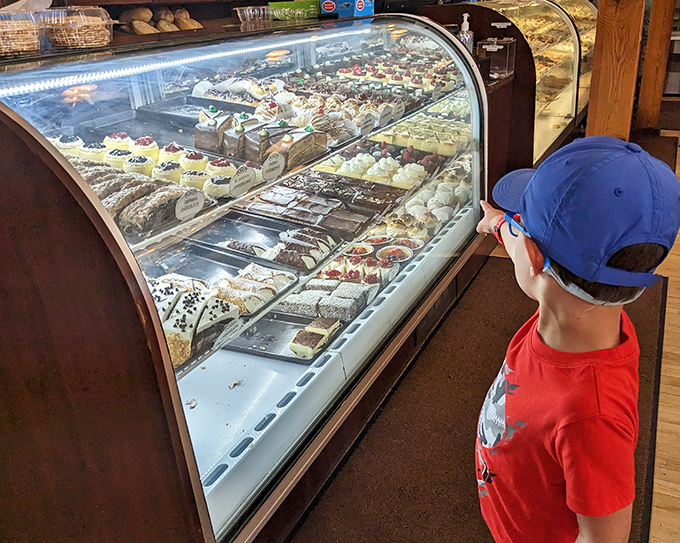 Even the youngest customers understand the gravity of dessert decisions at Presti's&mdash;choosing wisely requires careful study of the display case's treasures.