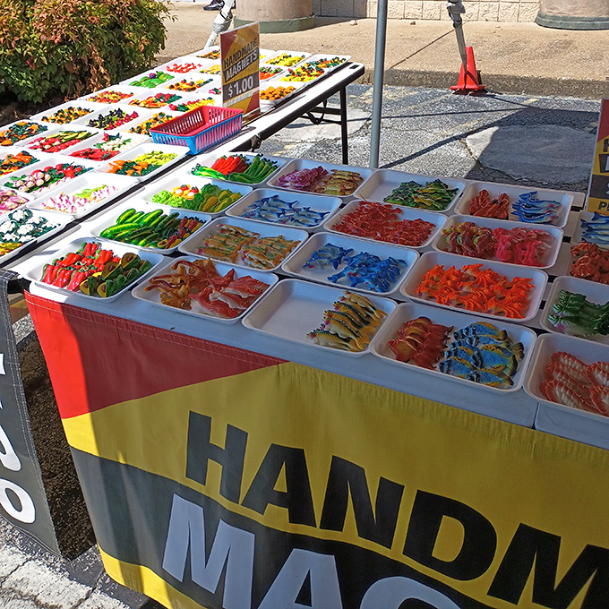 Gummy worm paradise! These colorful trays of handmade treats are what happens when artisanal meets your inner eight-year-old's dream candy store.