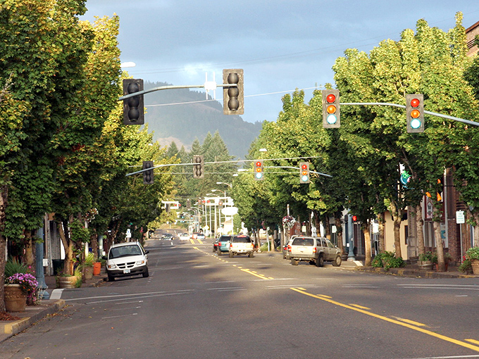 Tree-lined streets lead the eye toward distant hills. The perfect setting for that "I've arrived somewhere special" moment in your personal movie.