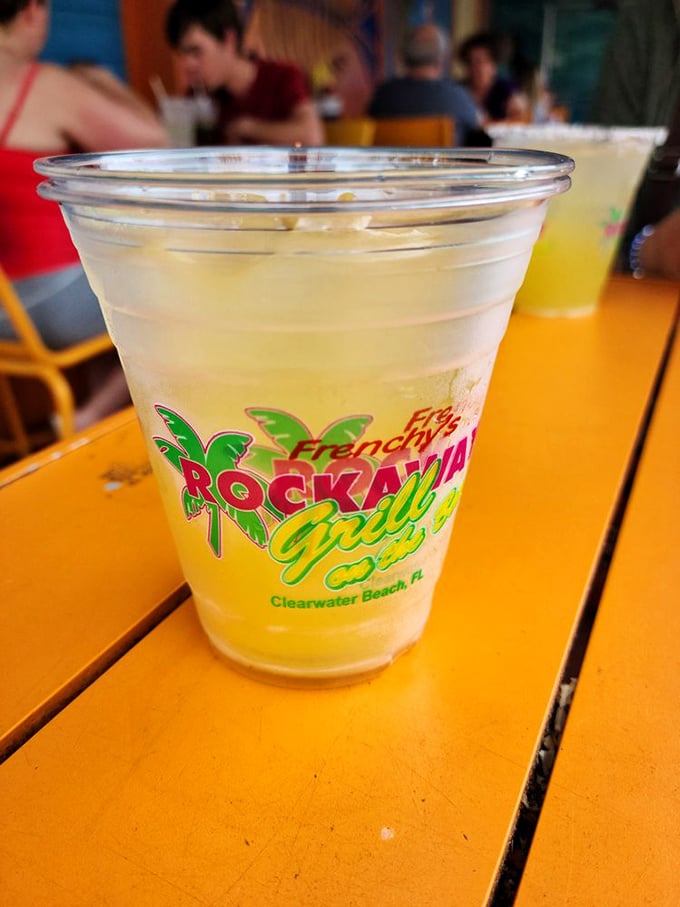 Nothing complements fresh seafood like a cold margarita. This isn't some fancy mixologist creation&mdash;just honest refreshment that knows its role.