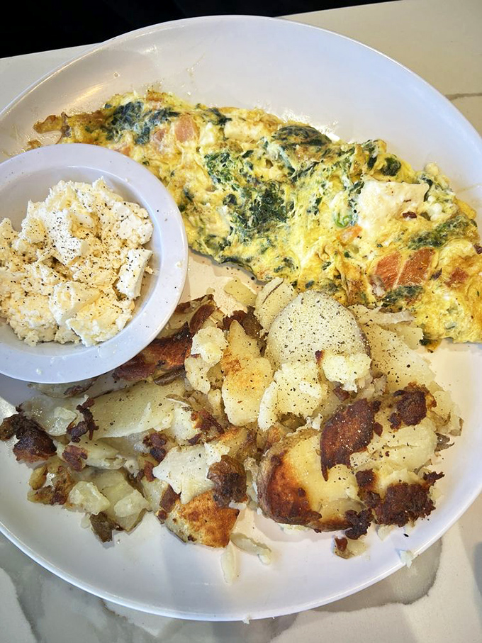 This omelet has achieved what many politicians cannot—successfully bringing together diverse ingredients in perfect harmony.