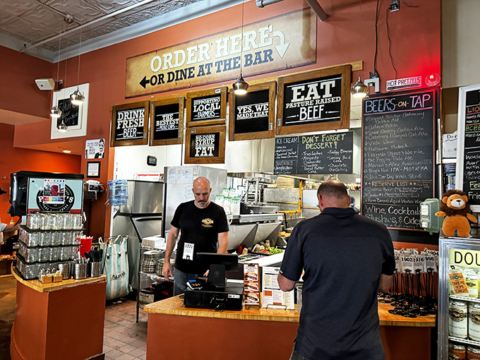 At the order counter, friendly staff stand ready to guide you through the menu's treasures, with chalkboards announcing the day's specials like old friends sharing good news.