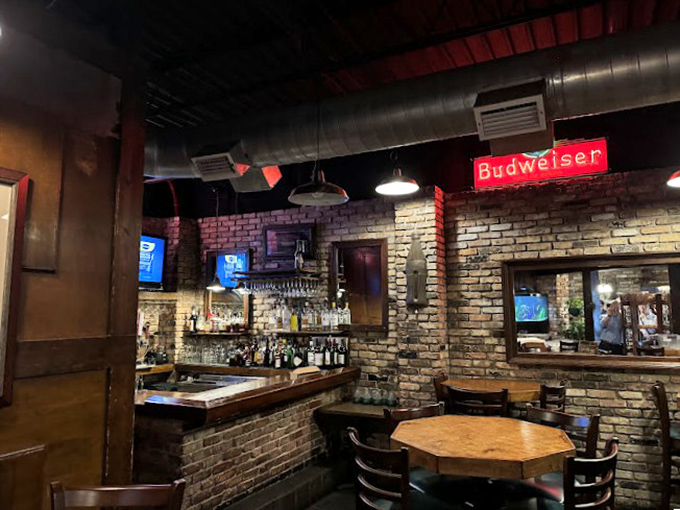 The bar area feels like it should be in a movie where old friends reunite and solve life's problems over perfectly mixed drinks.