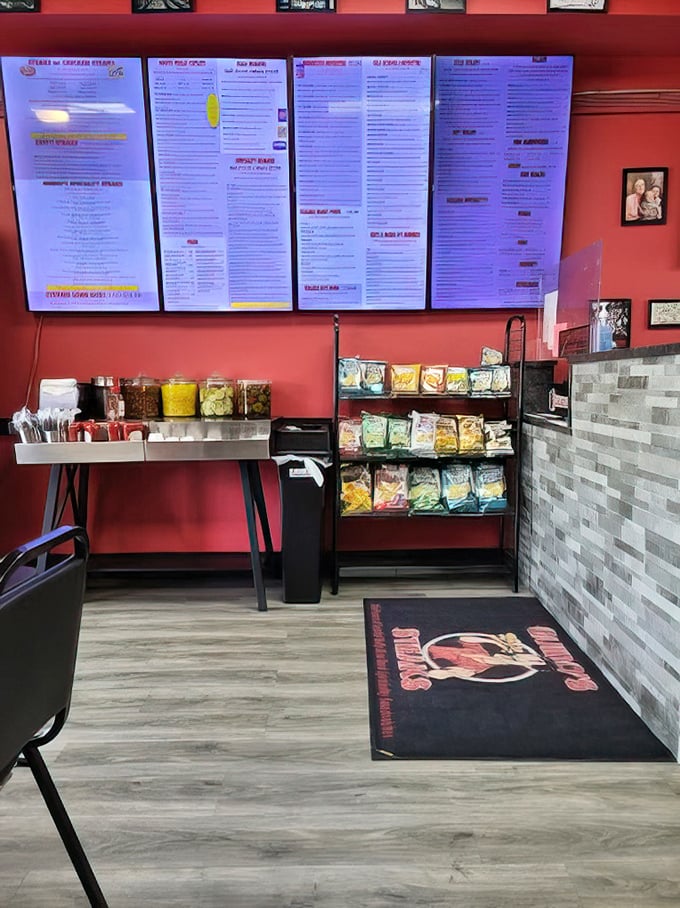 Another angle reveals more Philly sports shrine vibes &ndash; this place bleeds Eagles green and Phillies red with pride.