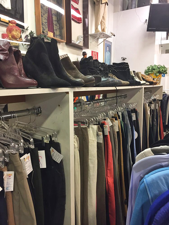 The pants section offers everything from casual denim to tailored trousers, each with their own Hollywood pedigree and production tag to prove it.