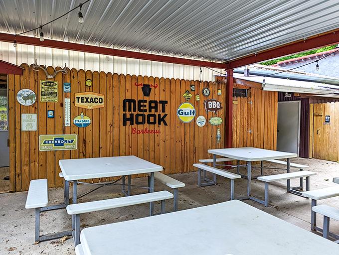 Another angle of barbecue paradise&mdash;where the only thing between you and smoked meat perfection is the short walk to your table.