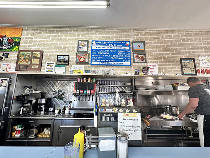 Behind the counter, where the magic happens. Simple equipment, time-tested methods, and decades of experience create Detroit's most beloved ham sandwich.