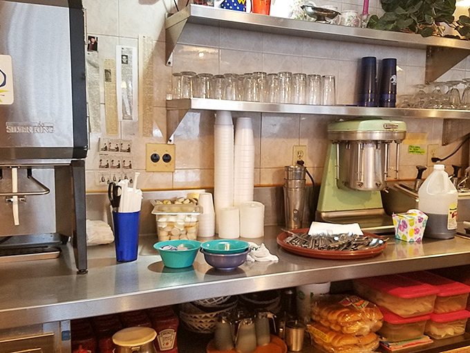 Behind every great diner is a prep area that means business. No molecular gastronomy here—just the tools for consistent, honest cooking that keeps locals coming back.