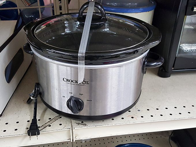 This lonely Crock-Pot waits patiently for someone to take it home and fill it with chili for Sunday's game.
