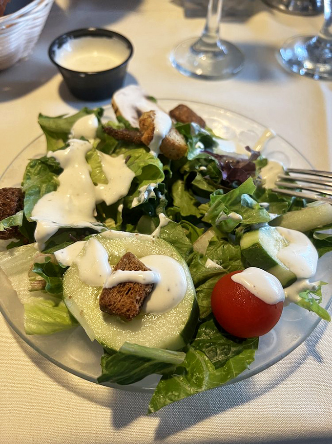 A house salad that didn't get the memo about being boring. Fresh, crisp, and dressed to impress.