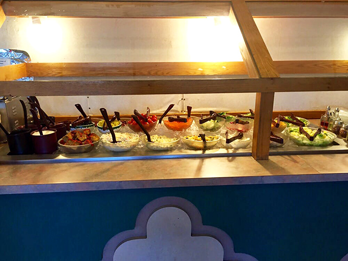 A salad bar that reminds us of simpler times, when "eating healthy" meant adding extra vegetables to your plate before the main course arrived.