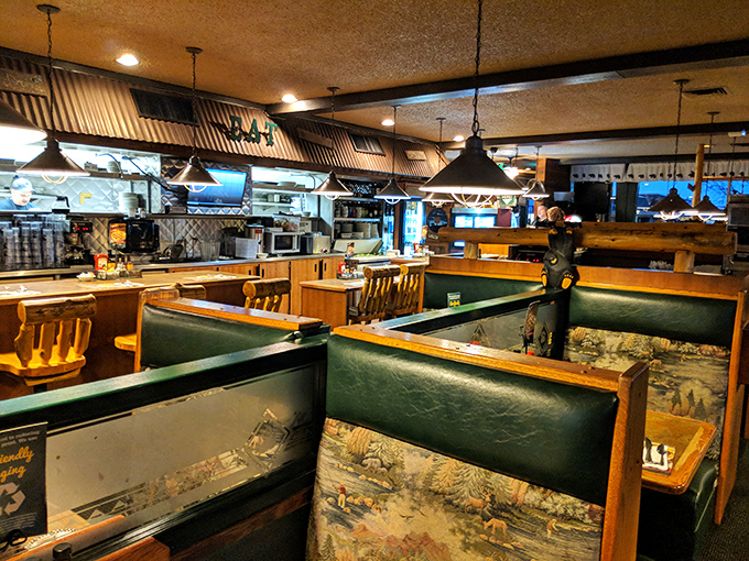 Booths upholstered in forest green vinyl have witnessed countless food comas and the whispered confessions of diners who "couldn't possibly eat another bite."