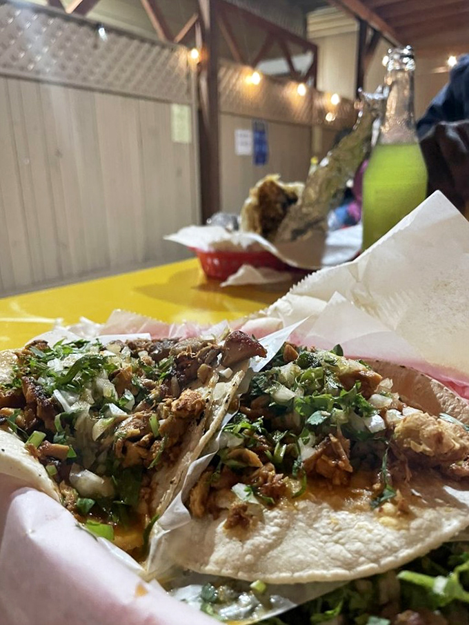 These tacos don't need fancy dress-up &ndash; just the traditional outfit of cilantro, onion, and perfectly seasoned meat on double corn tortillas.