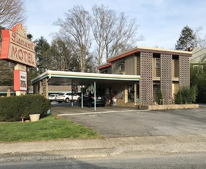 The Sunset Motel's mid-century charm whispers of road trips past, when vacation meant piling the kids in the station wagon and finding adventure on the open road.