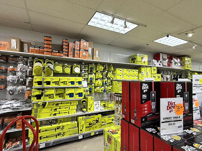 Tool displays organized like retail art galleries make home improvement projects seem almost achievable.