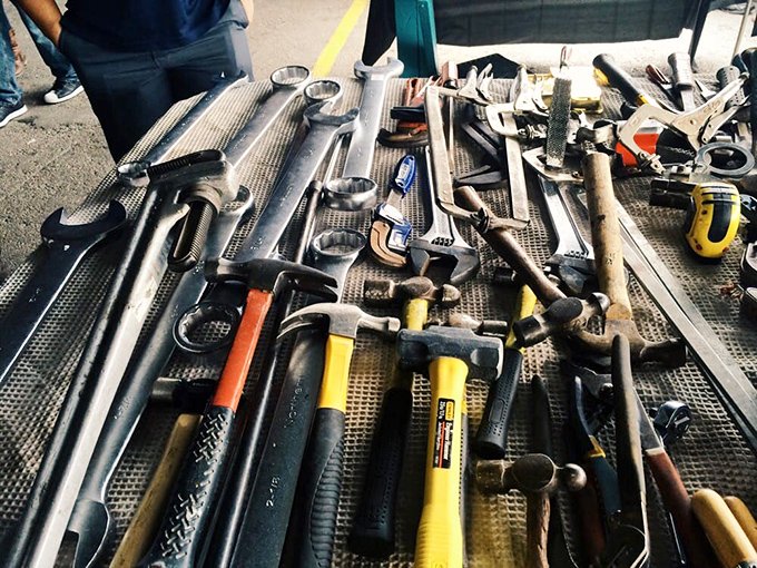 Tools of every description lie in wait, each with stories of projects completed, abandoned, and dreamed about by previous owners.