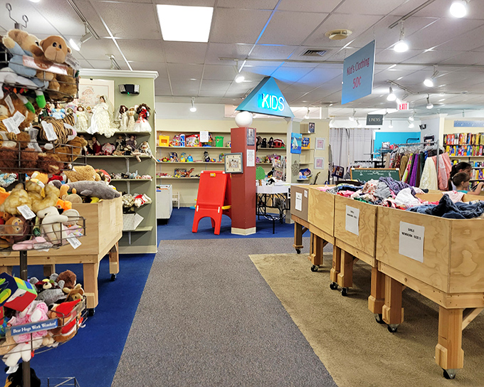 The children's section: where yesterday's beloved toys await their next adventure with tiny hands and giant imaginations.