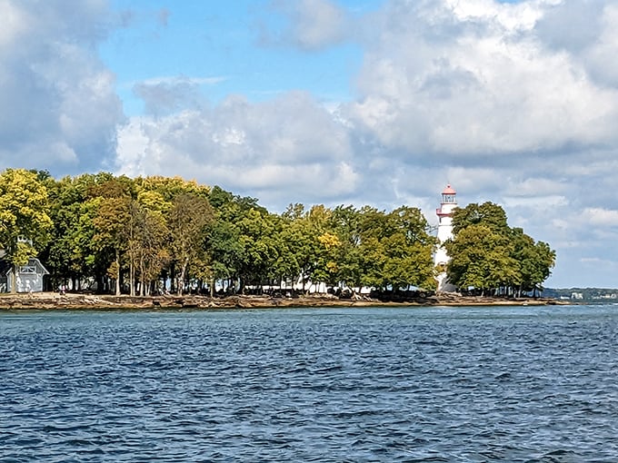 From the water, you see why sailors considered this beacon their best friend on foggy nights.